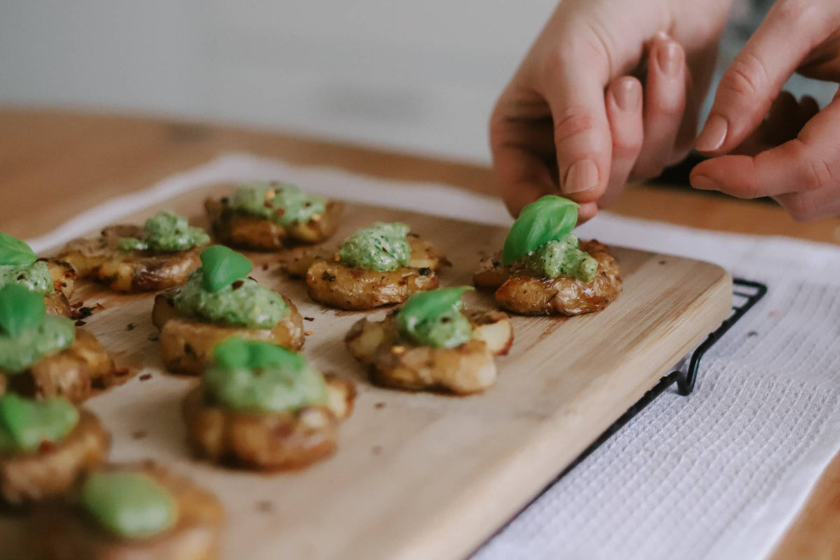 Garlic Potatoes with Basil Hemp Pesto and Chilli – The British Hemp Company